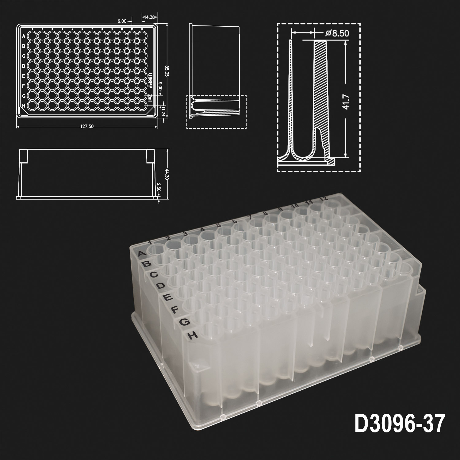 OptiWell™ Deep Well Plates- 2.0mL Deep Well Plate 96rd 44.3mm U - Deep ...